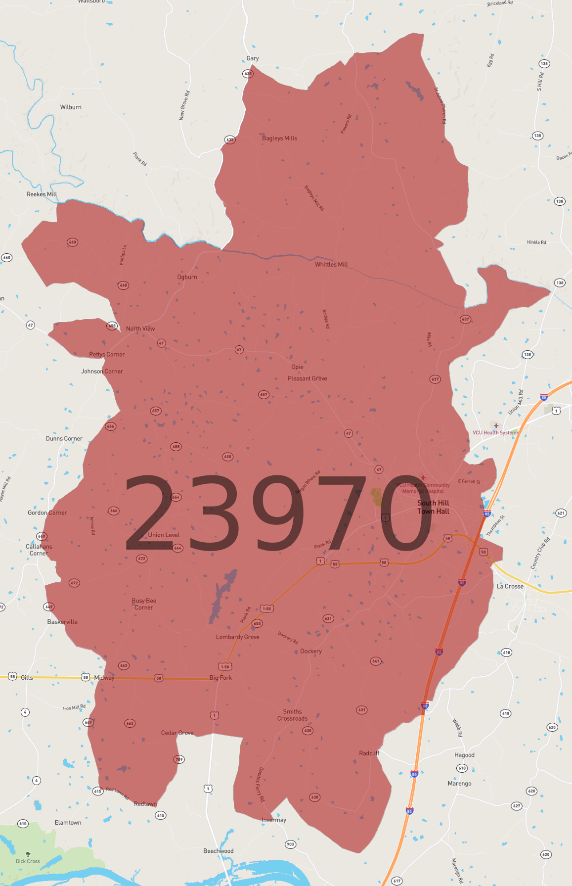 Zip Code 23970 - AtlasBig.com