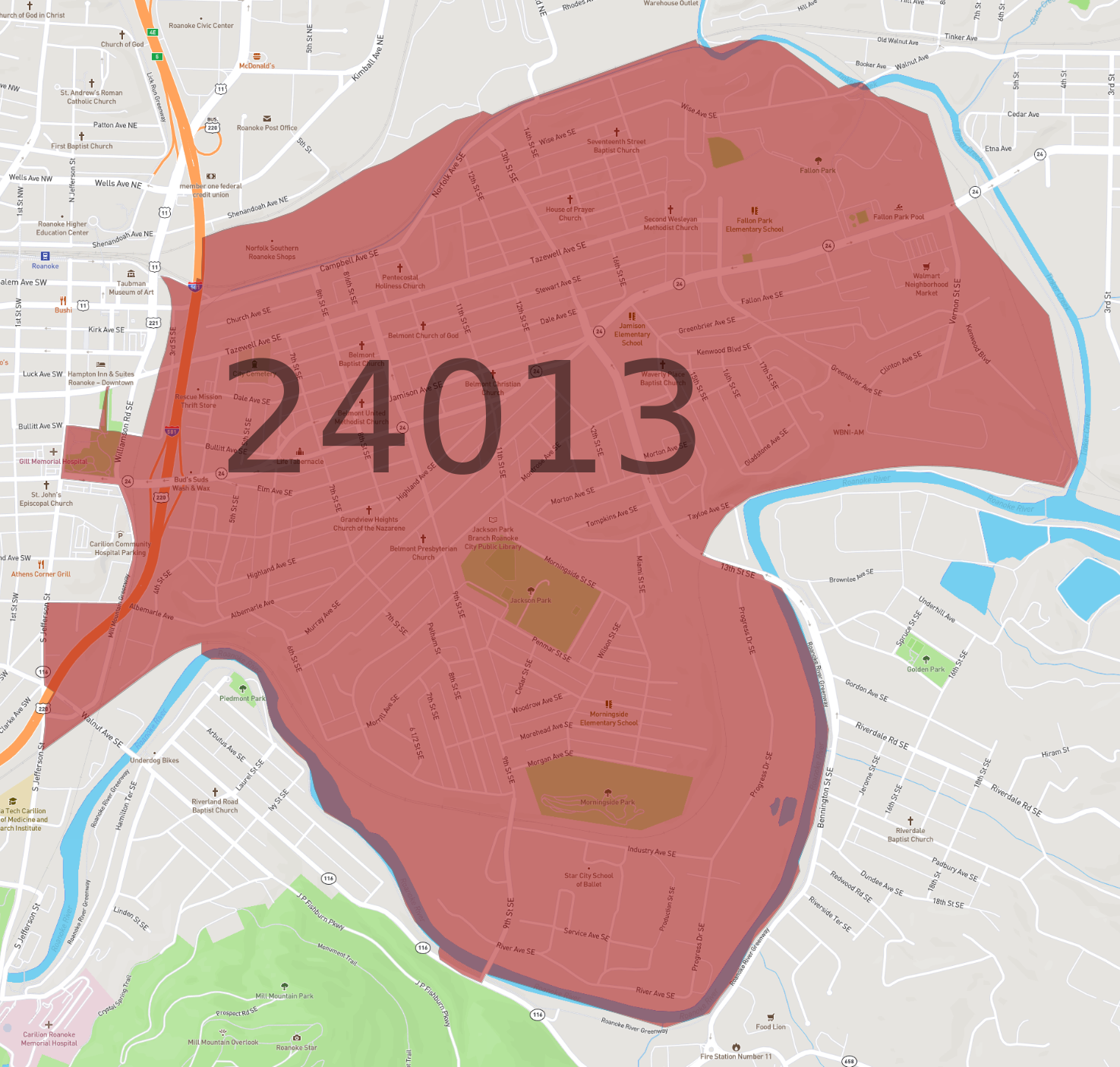 Zip Code 24013 - AtlasBig.com