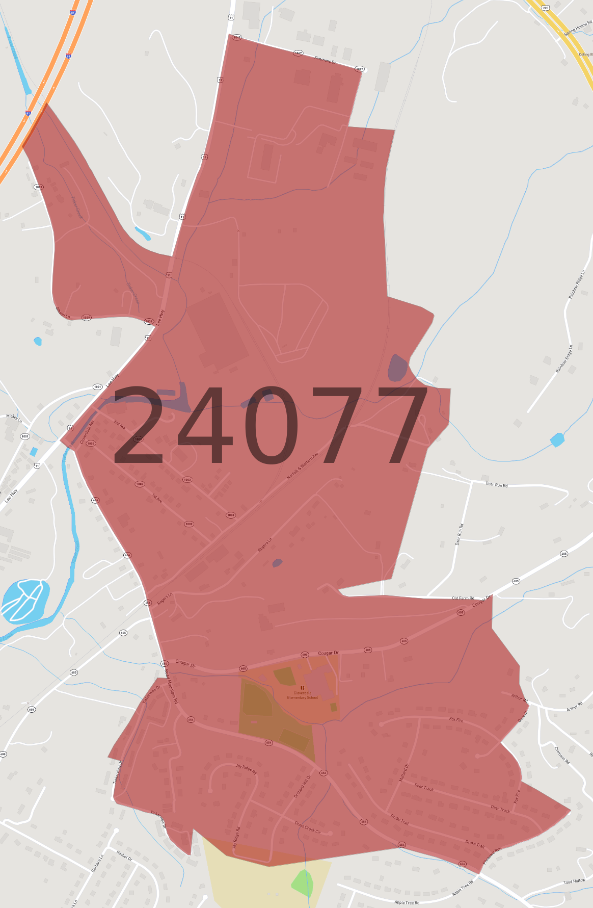 Zip Code 24077 - AtlasBig.com