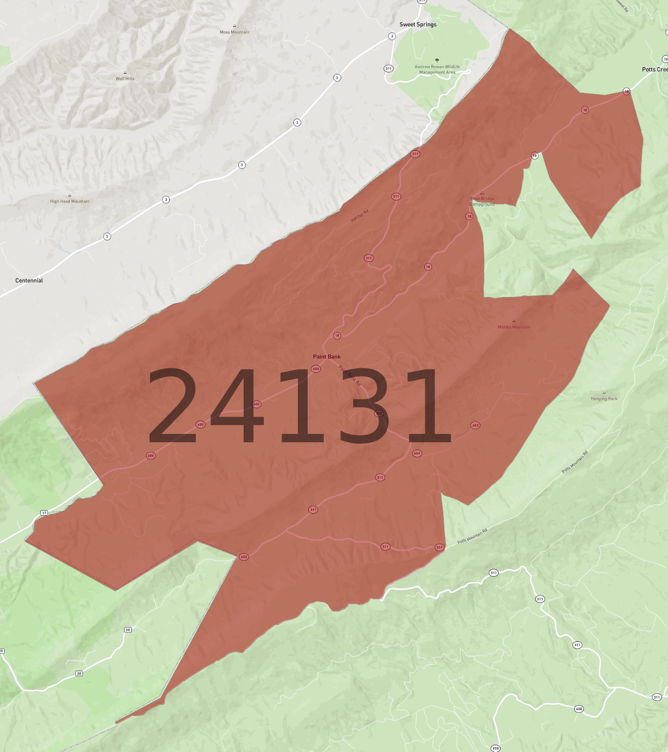 Zip Code 24131 - AtlasBig.com