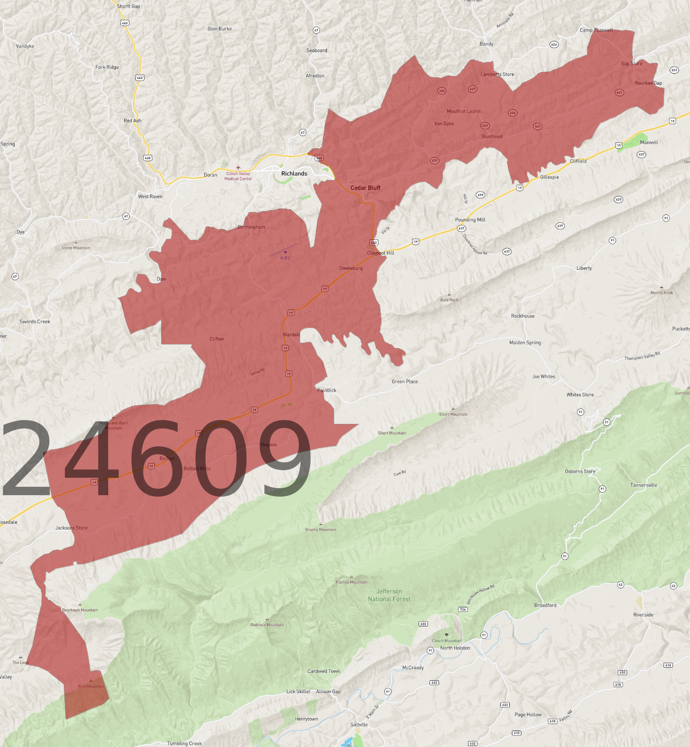 Zip Code 24609 - AtlasBig.com