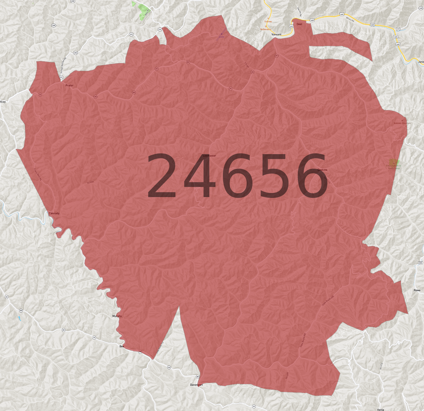 Zip Code 24656 - AtlasBig.com