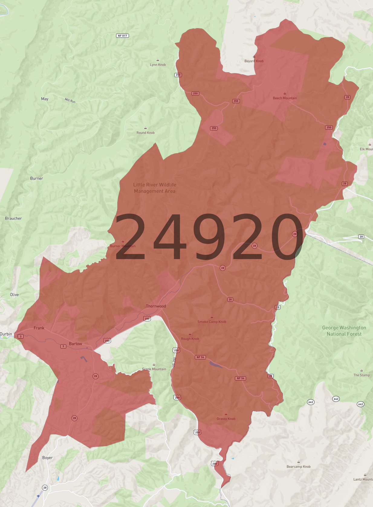 Zip Code 24920 - AtlasBig.com