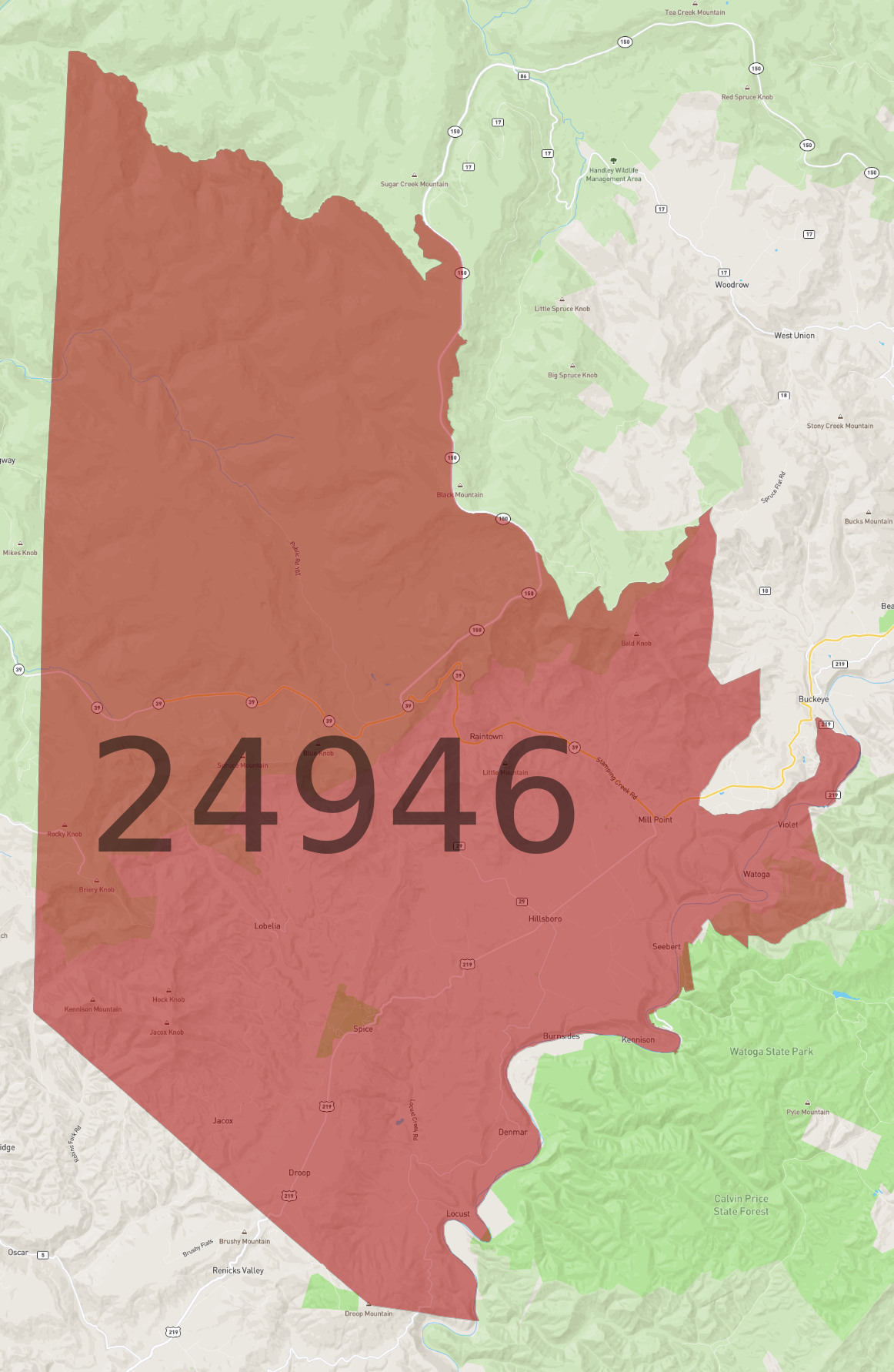 Zip Code 24946 - AtlasBig.com