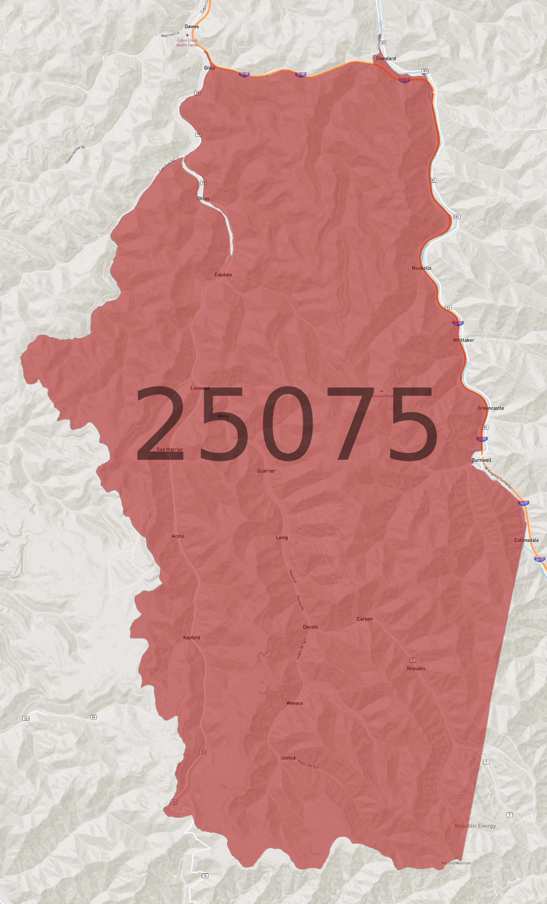 Zip Code 25075 - AtlasBig.com