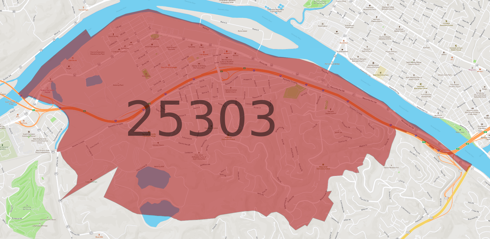 Zip Code 25303 - AtlasBig.com