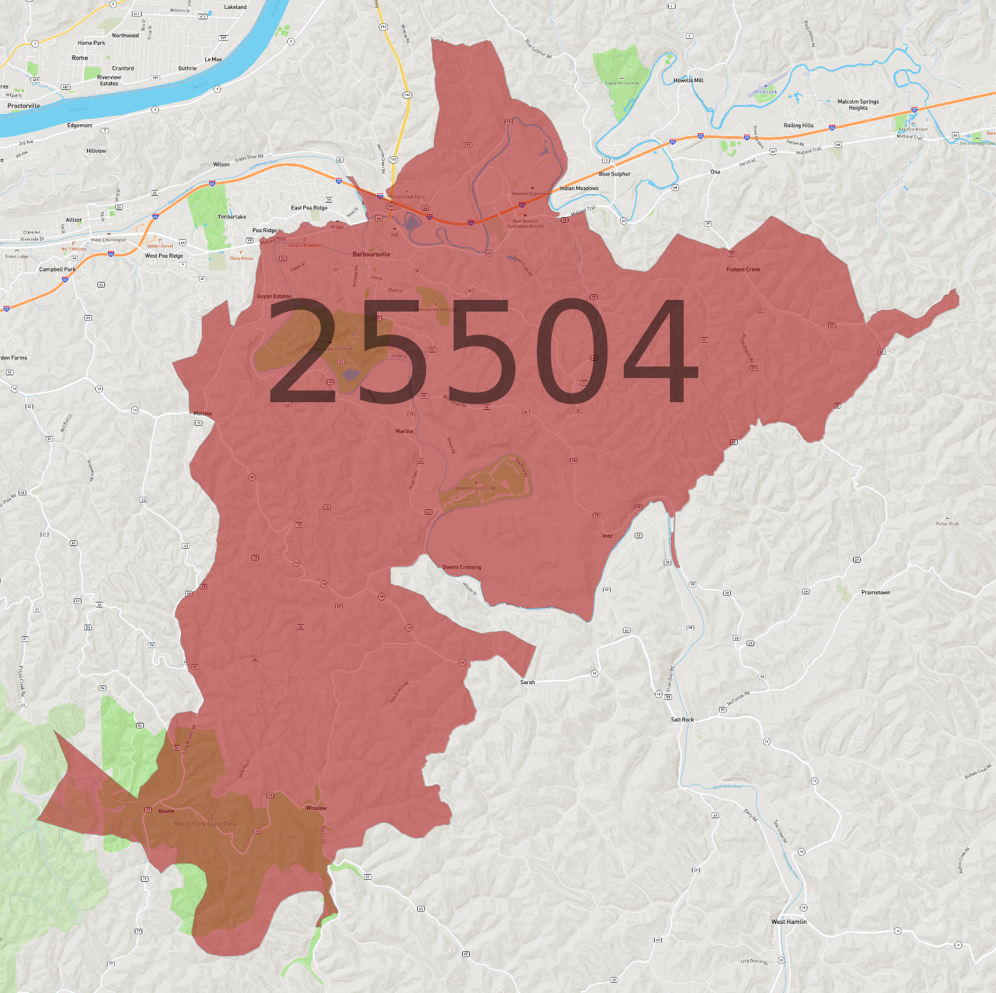 Zip Code 25504 - AtlasBig.com