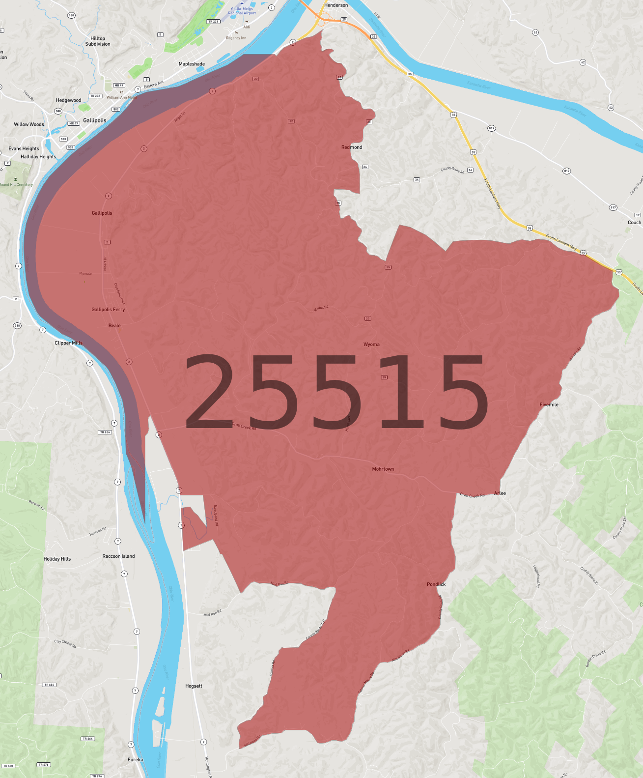 Zip Code 25515 - AtlasBig.com