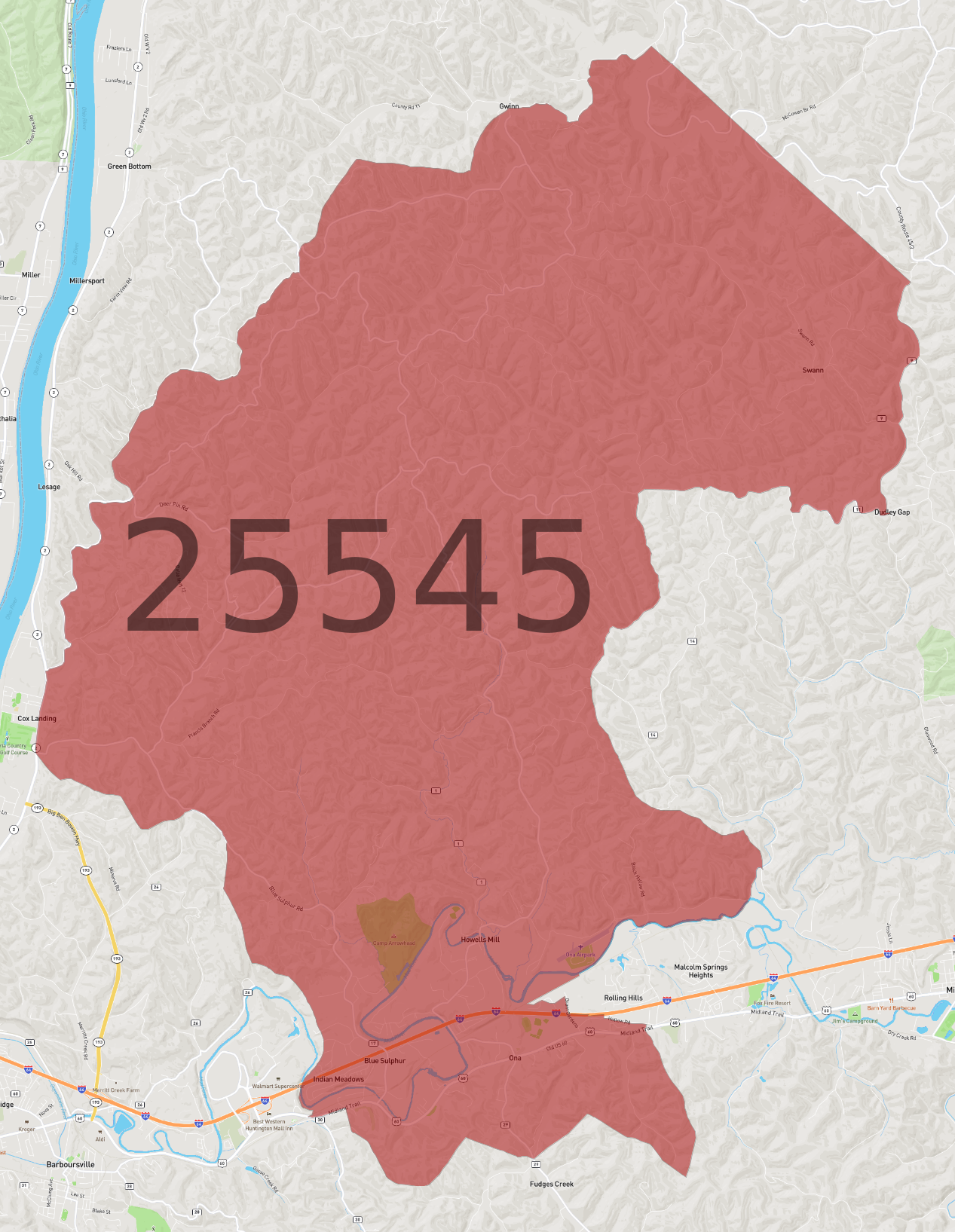 Zip Code 25545 - AtlasBig.com