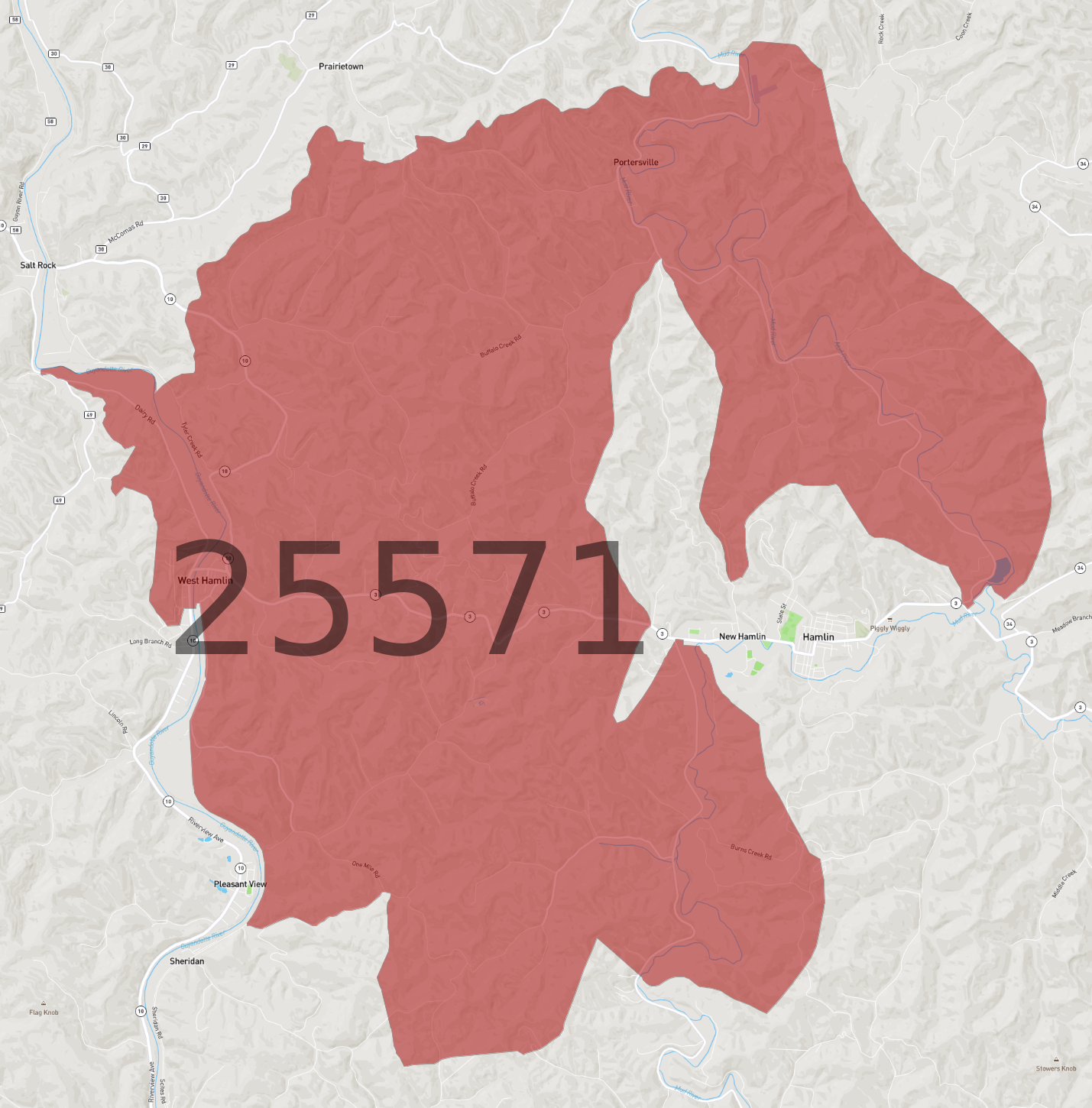 Zip Code 25571 - AtlasBig.com