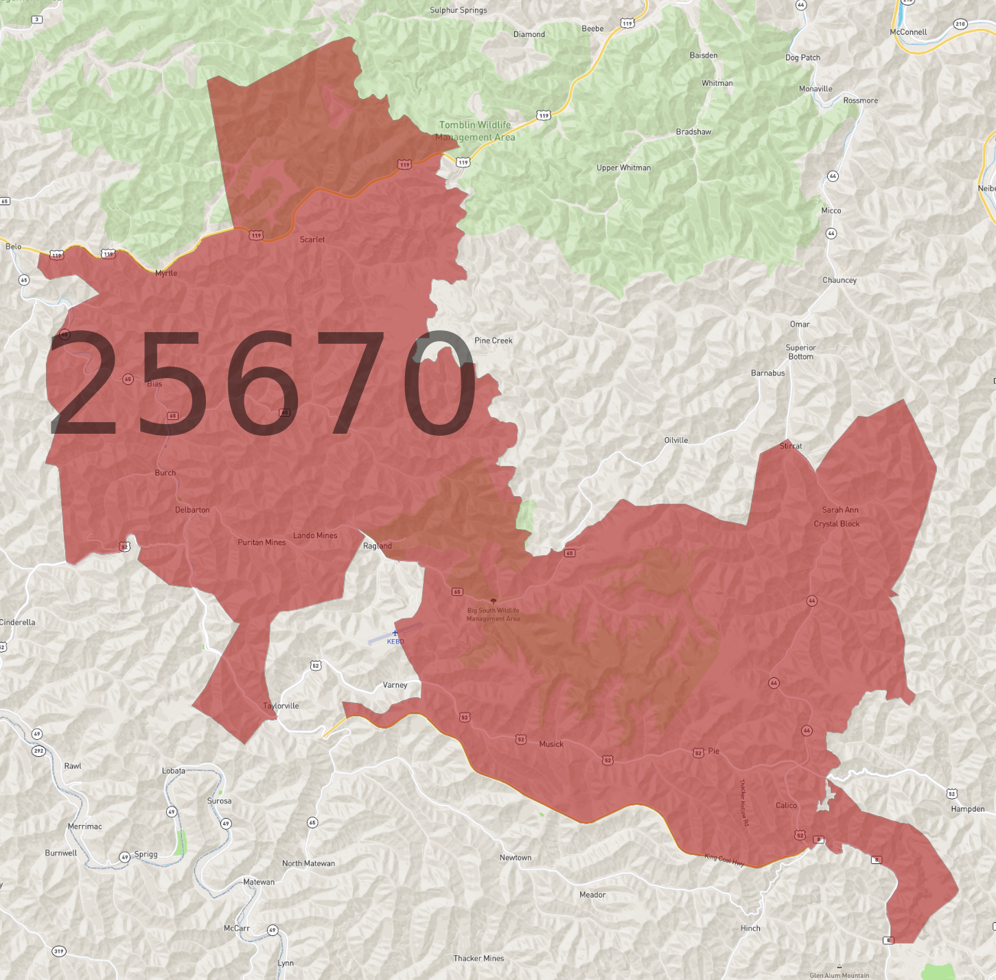 Zip Code 25670 - AtlasBig.com