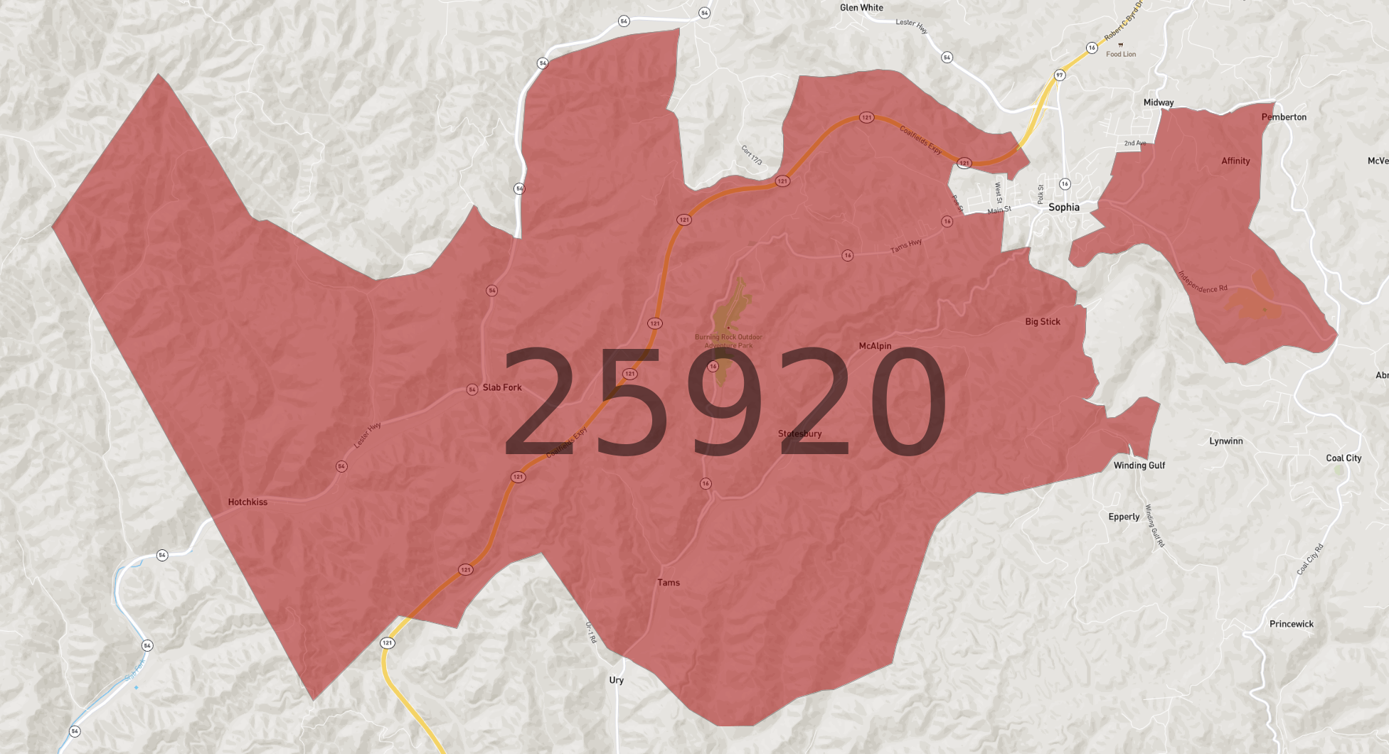 Zip Code 25920 - AtlasBig.com