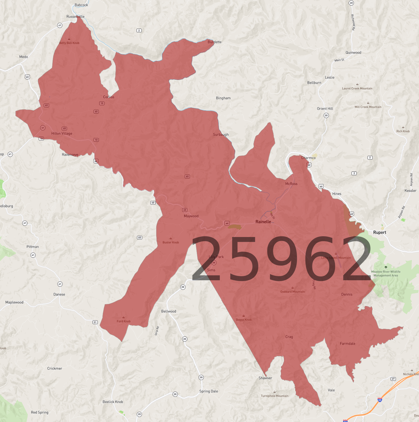 Zip Code 25962 - AtlasBig.com