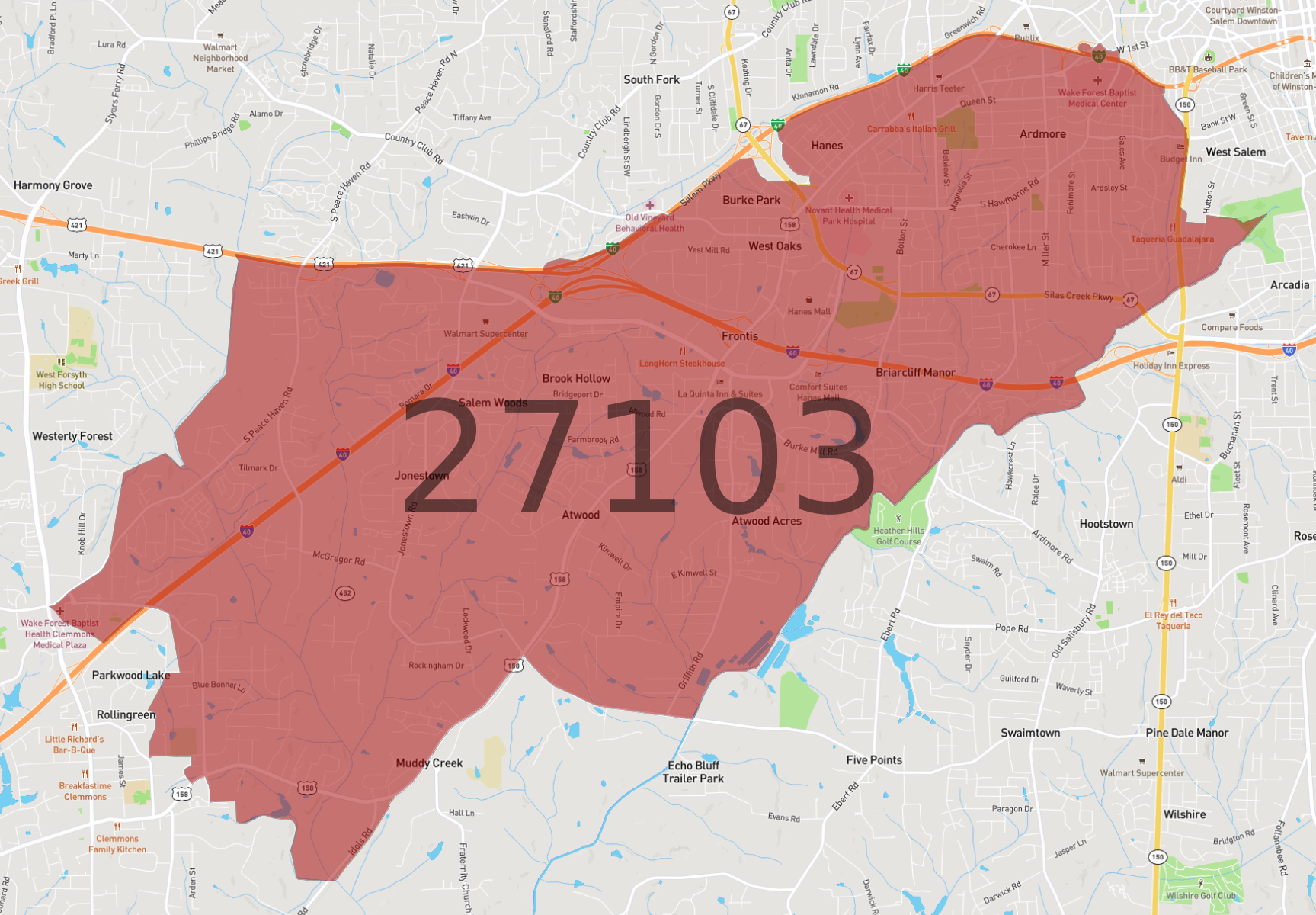 Zip Code 27103 - AtlasBig.com