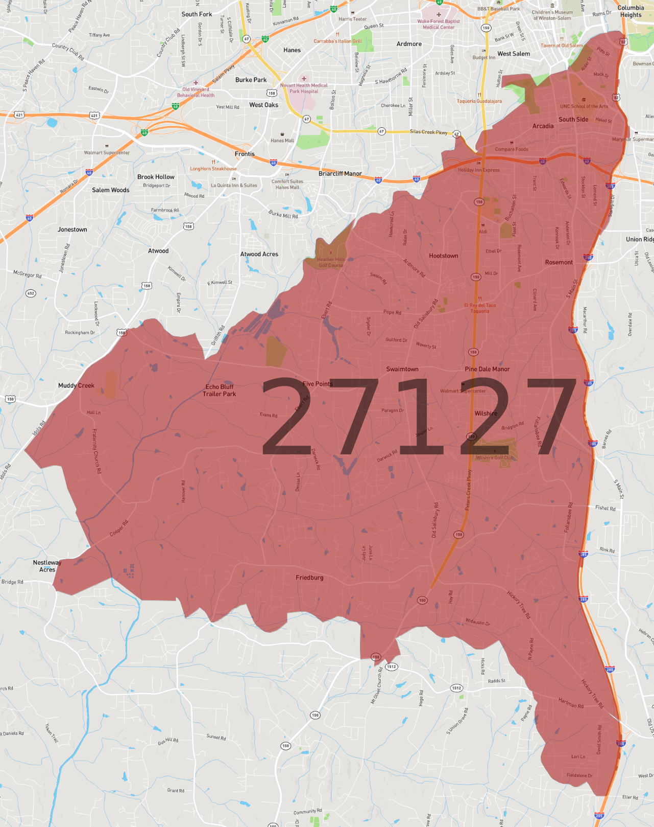 Zip Code 27127 - AtlasBig.com
