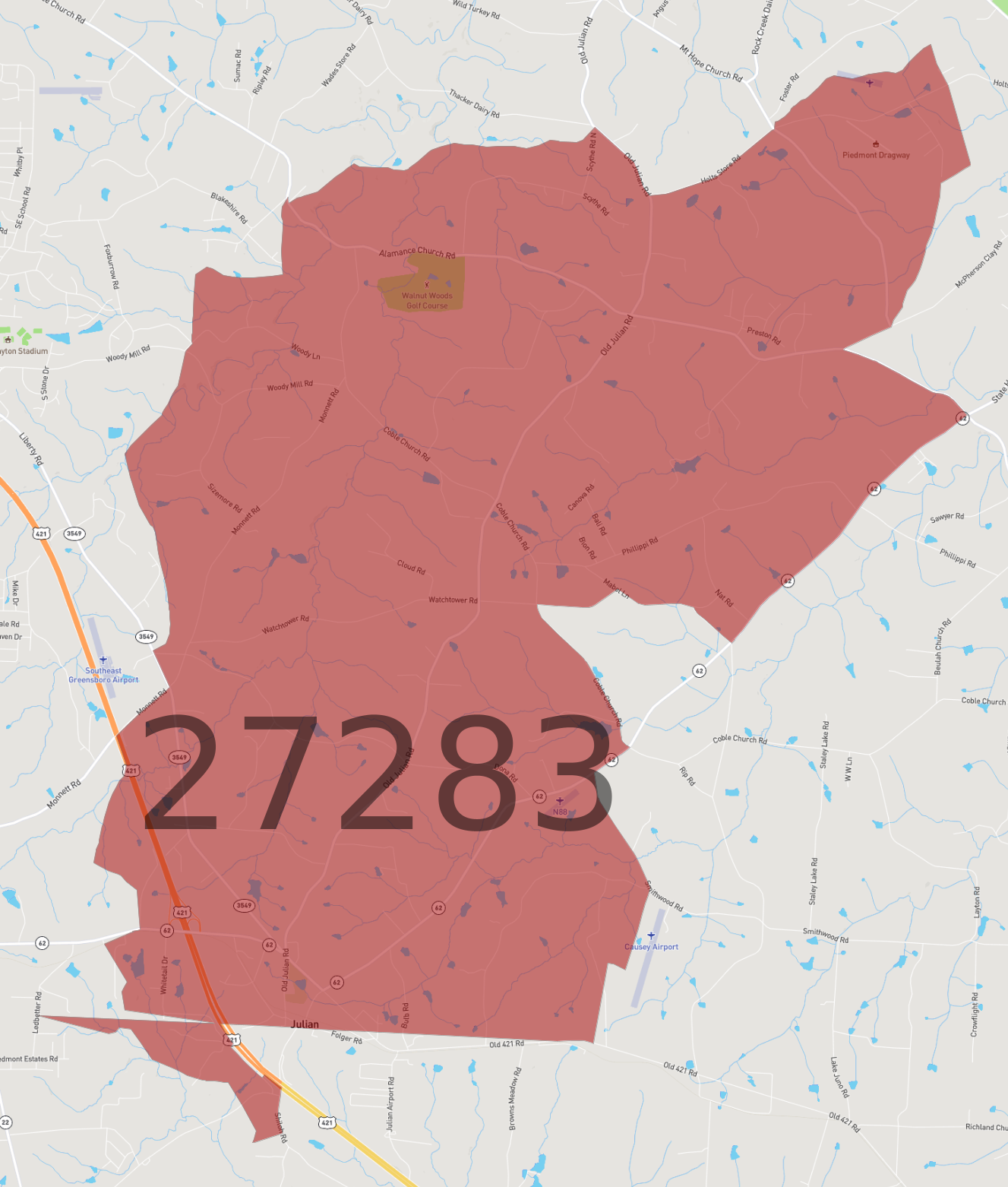 Zip Code 27283 - AtlasBig.com