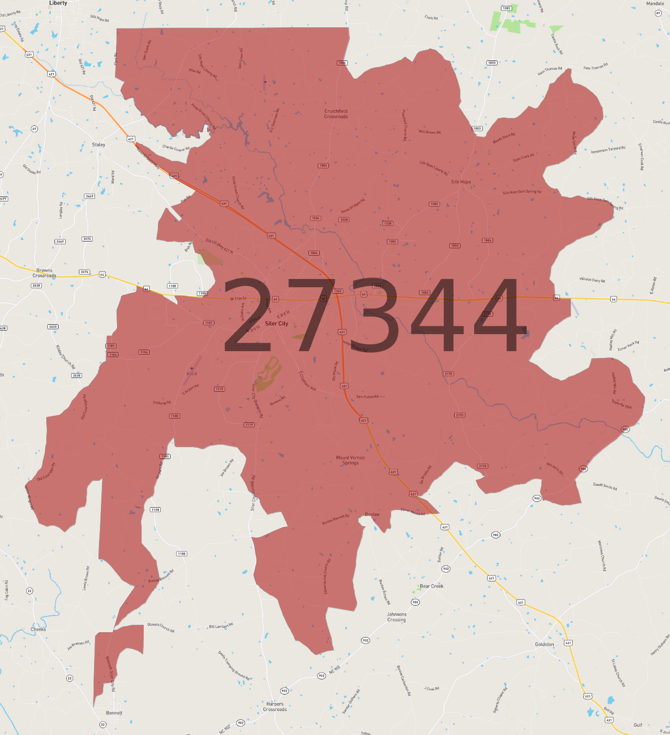 Zip Code 27344 - AtlasBig.com
