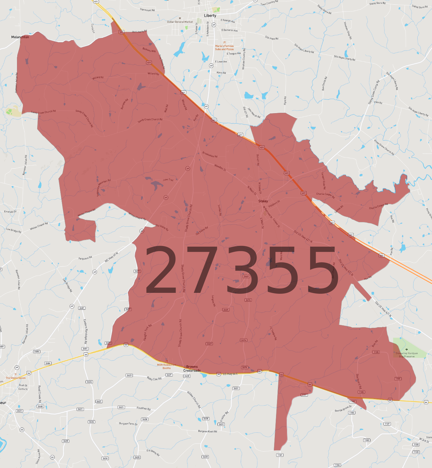 Zip Code 27355 - AtlasBig.com
