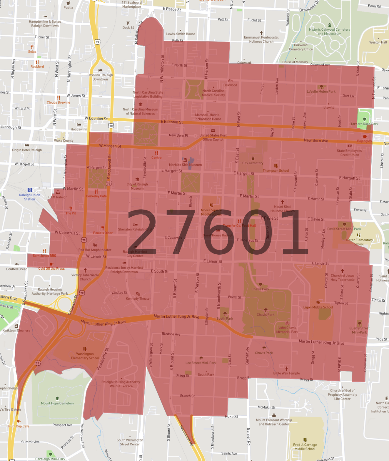 Zip Code 27601 - AtlasBig.com