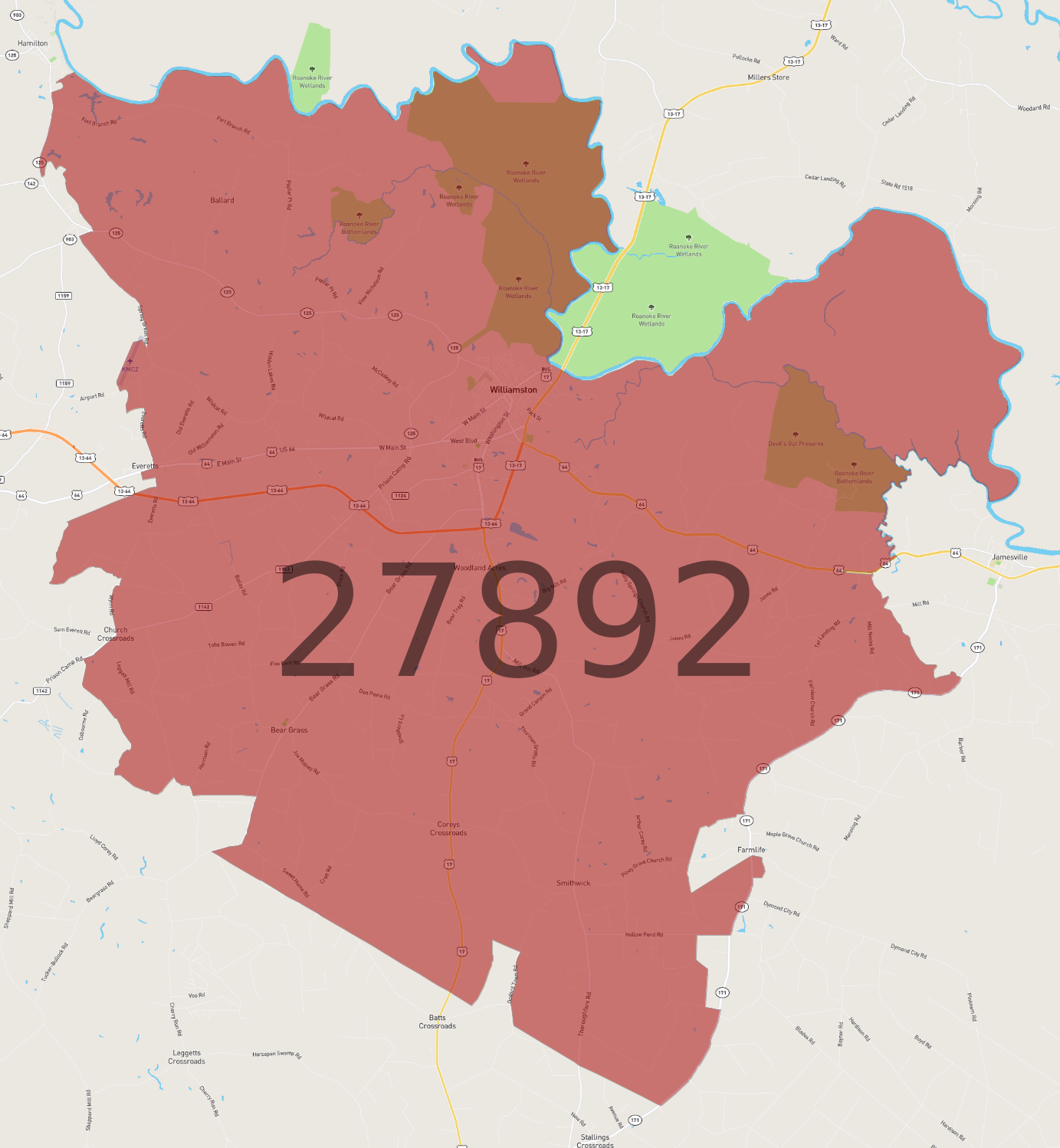 Zip Code 27892 - AtlasBig.com