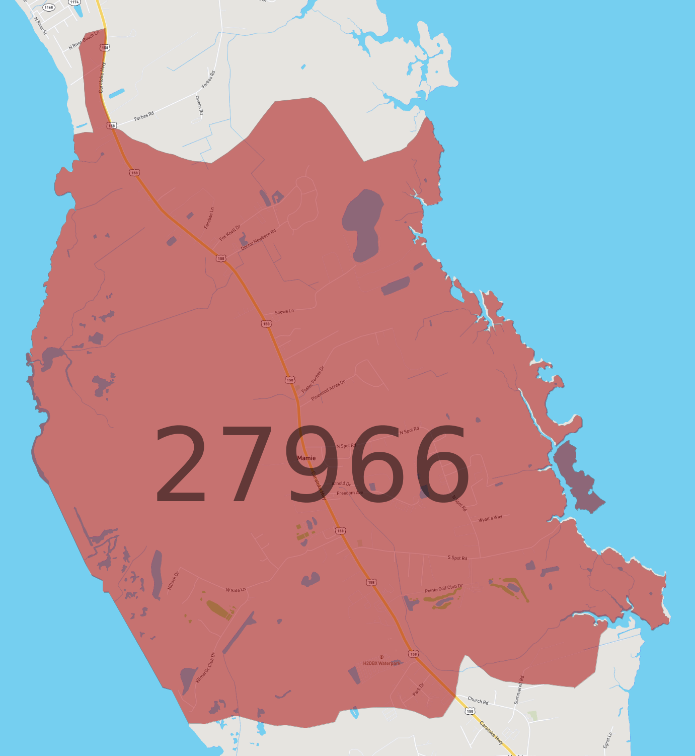 Zip Code 27966 - AtlasBig.com