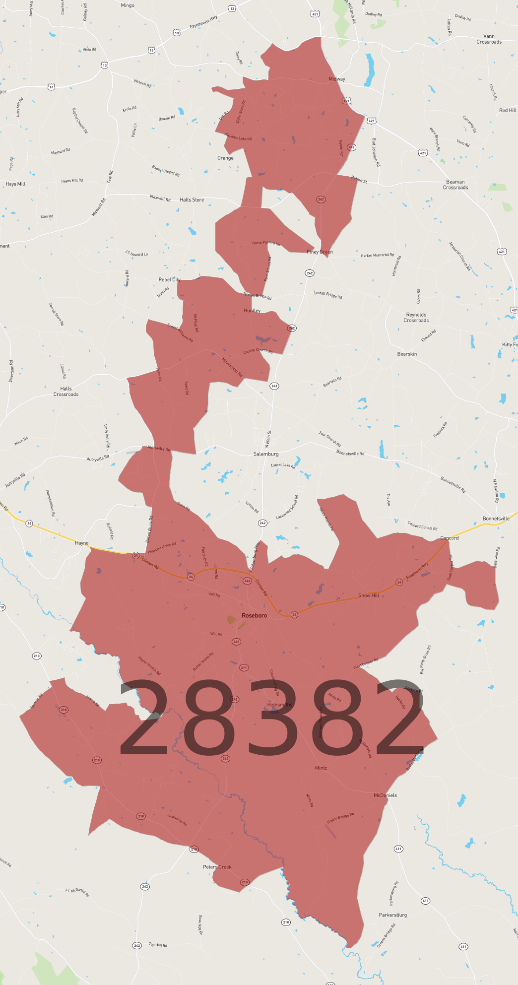 Zip Code 28382 - AtlasBig.com