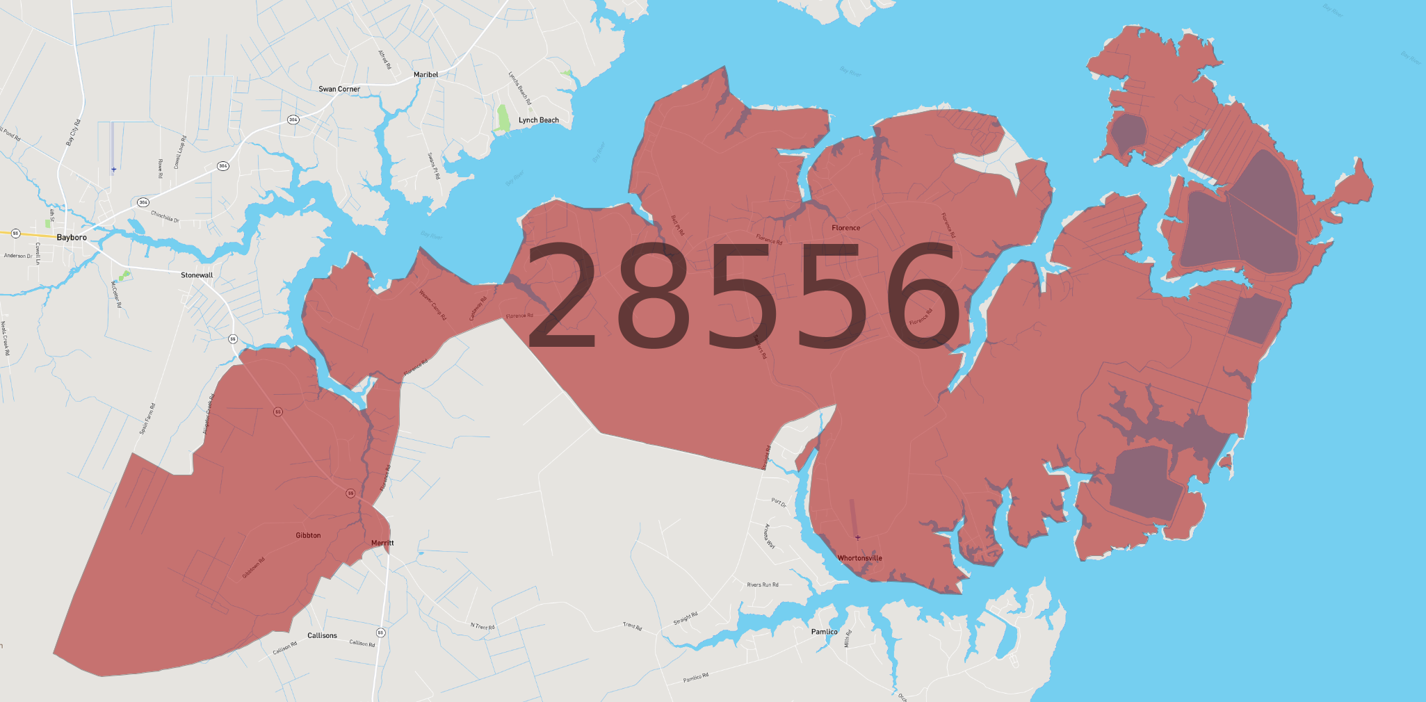 Zip Code 28556 - AtlasBig.com