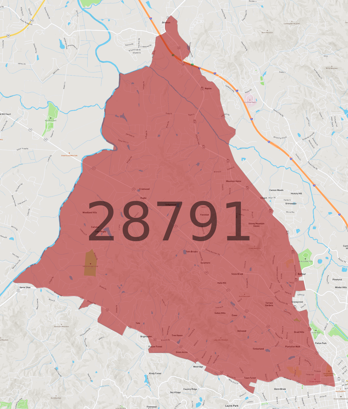 Zip Code 28791 - AtlasBig.com