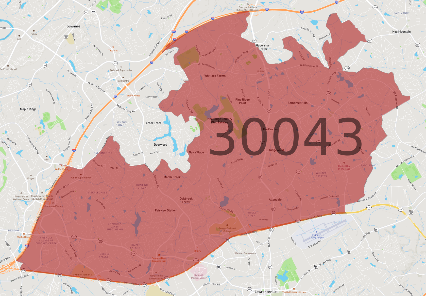Zip Code 30043 - AtlasBig.com