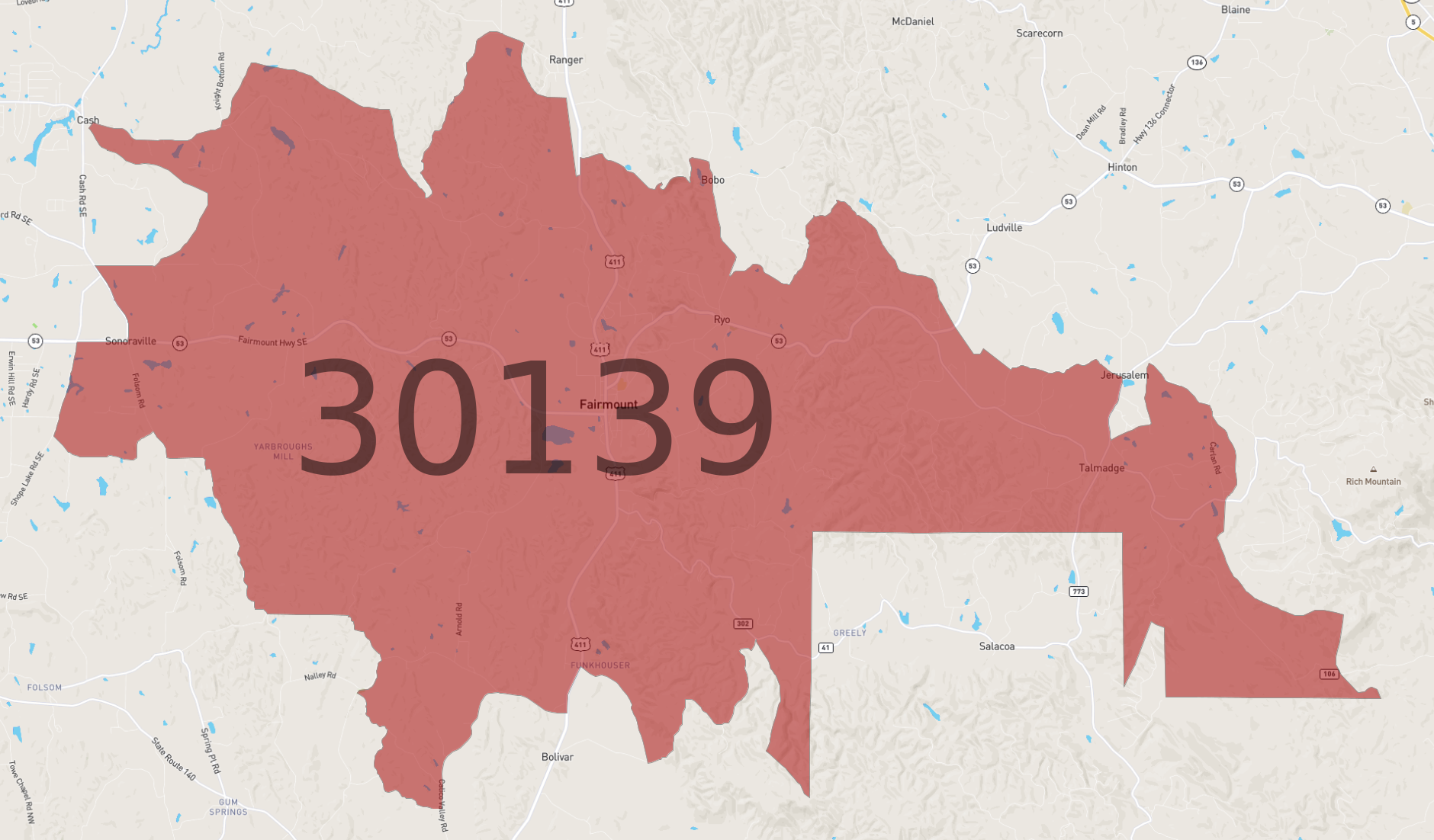 Zip Code 30139 - AtlasBig.com