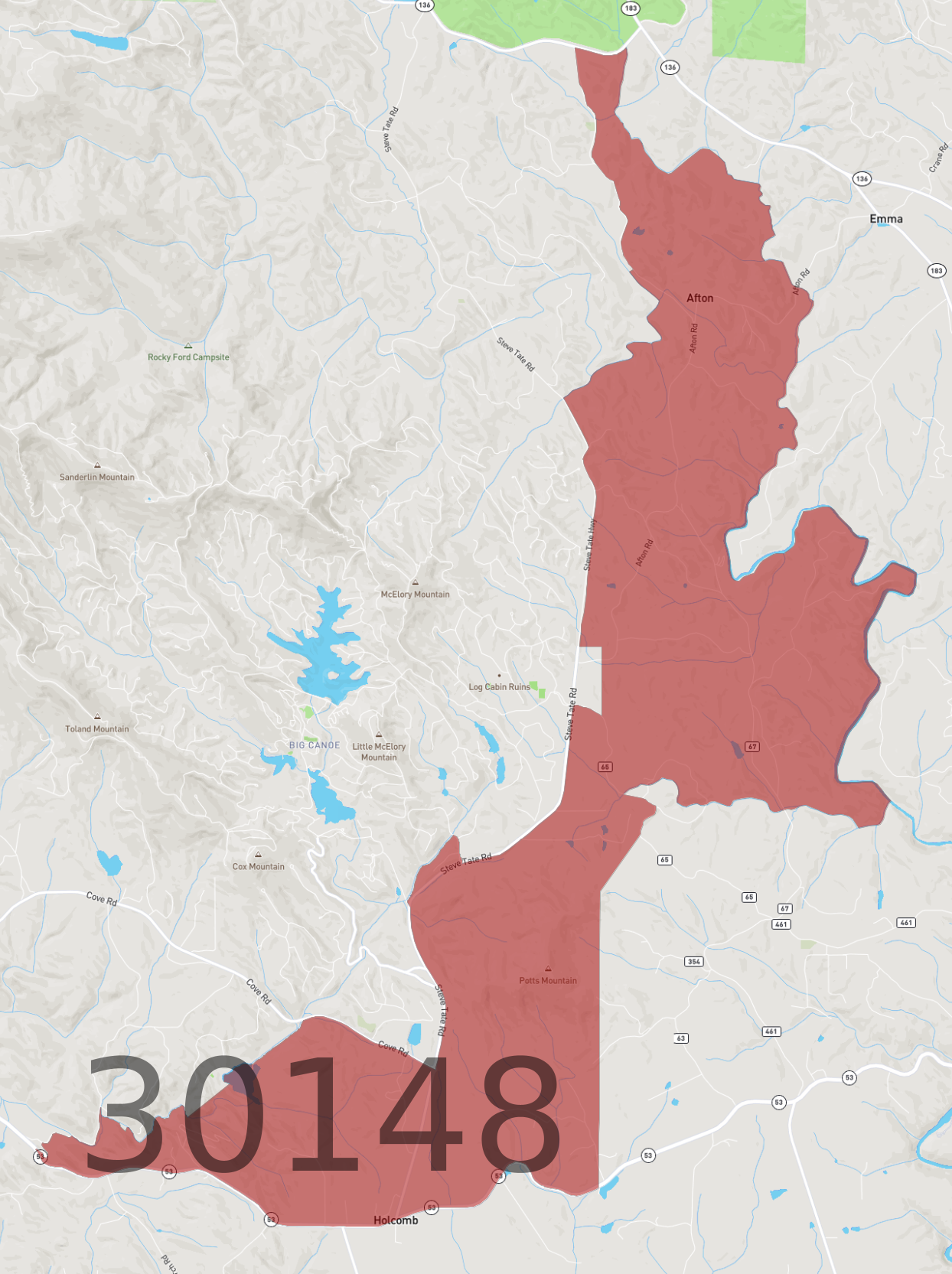 Zip Code 30148 - AtlasBig.com