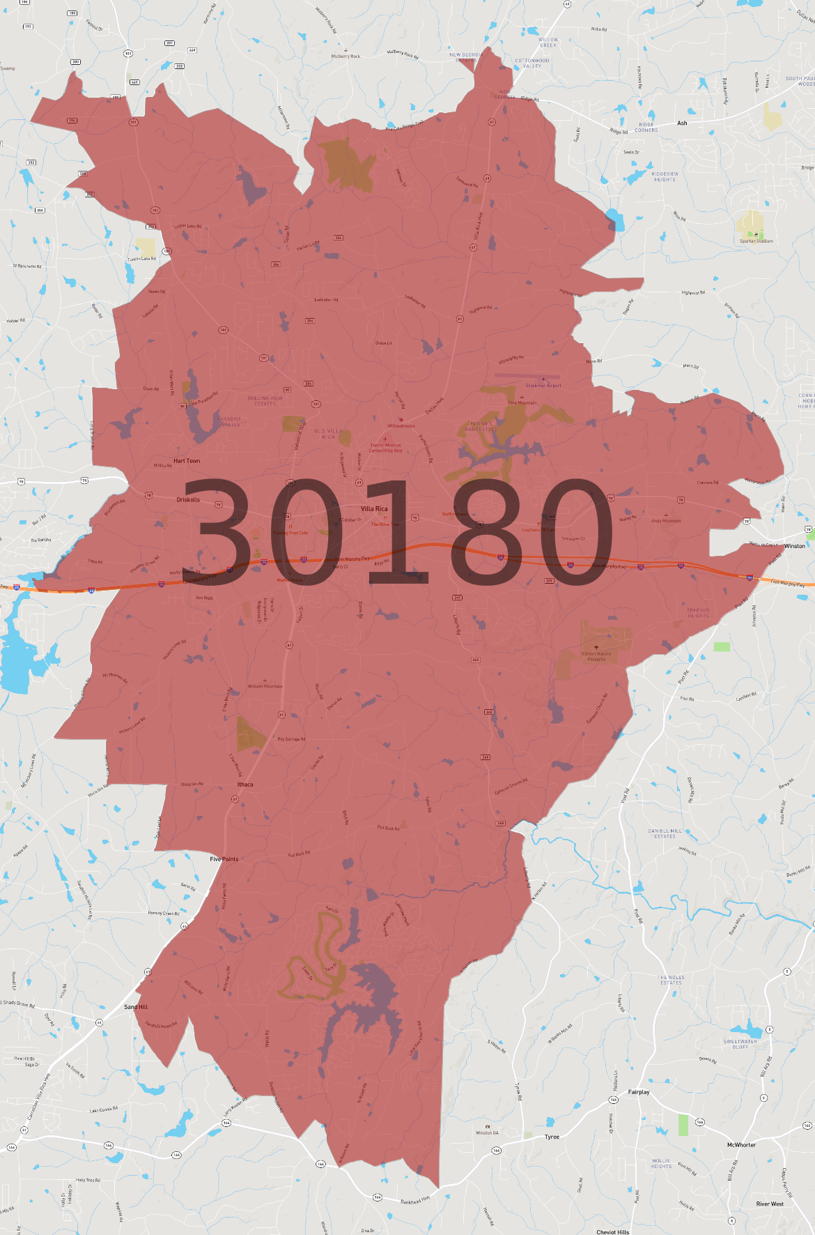 Zip Code 30180 - AtlasBig.com