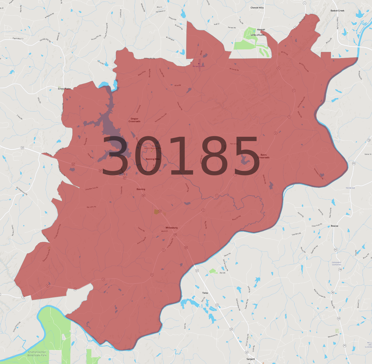 Zip Code 30185 - AtlasBig.com