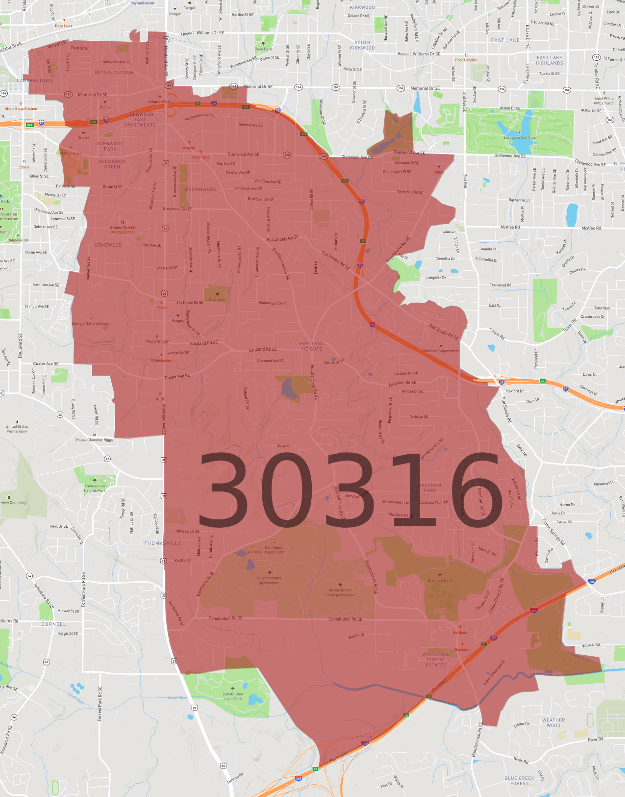 Zip Code 30316 - AtlasBig.com
