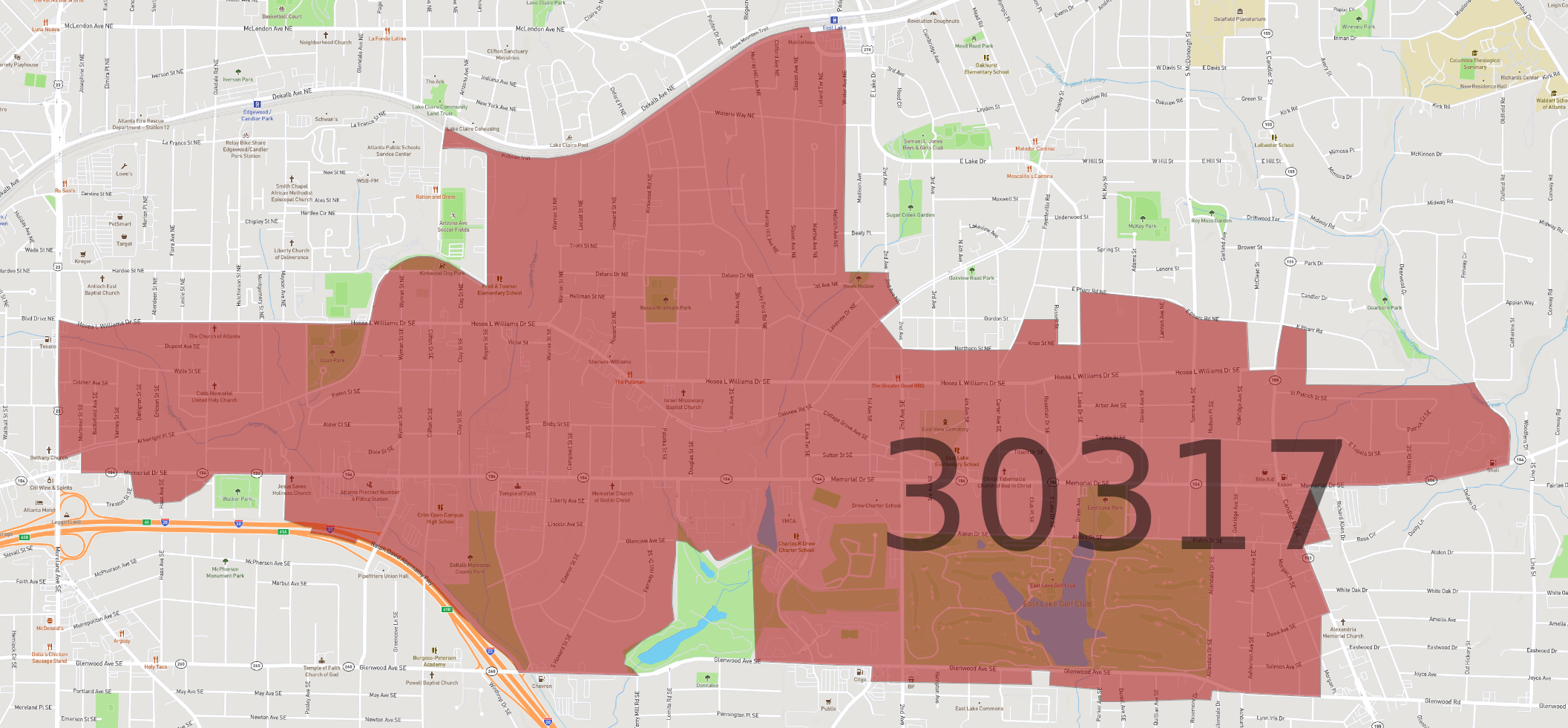 Zip Code 30317 - AtlasBig.com