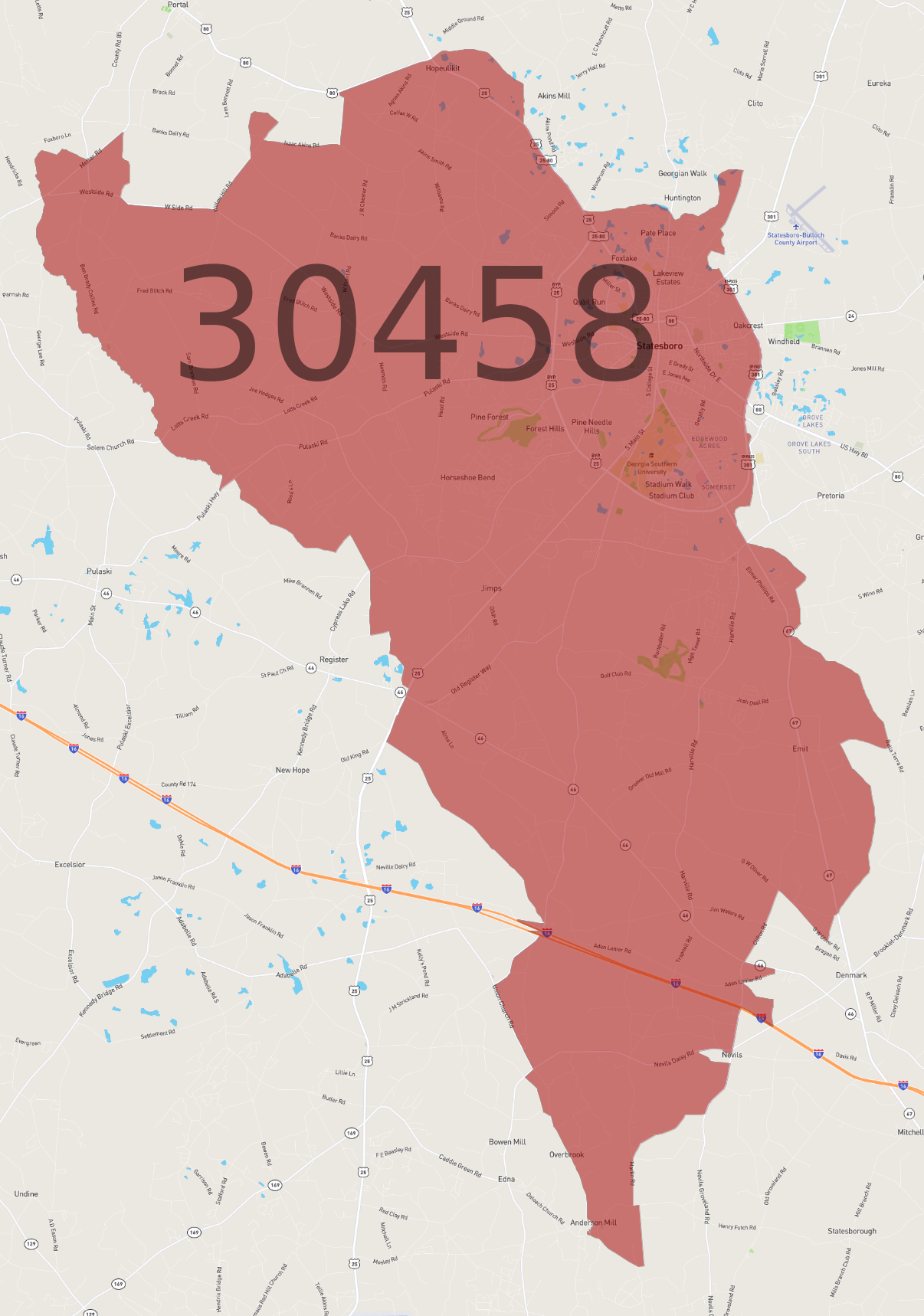 Zip Code 30458 - AtlasBig.com