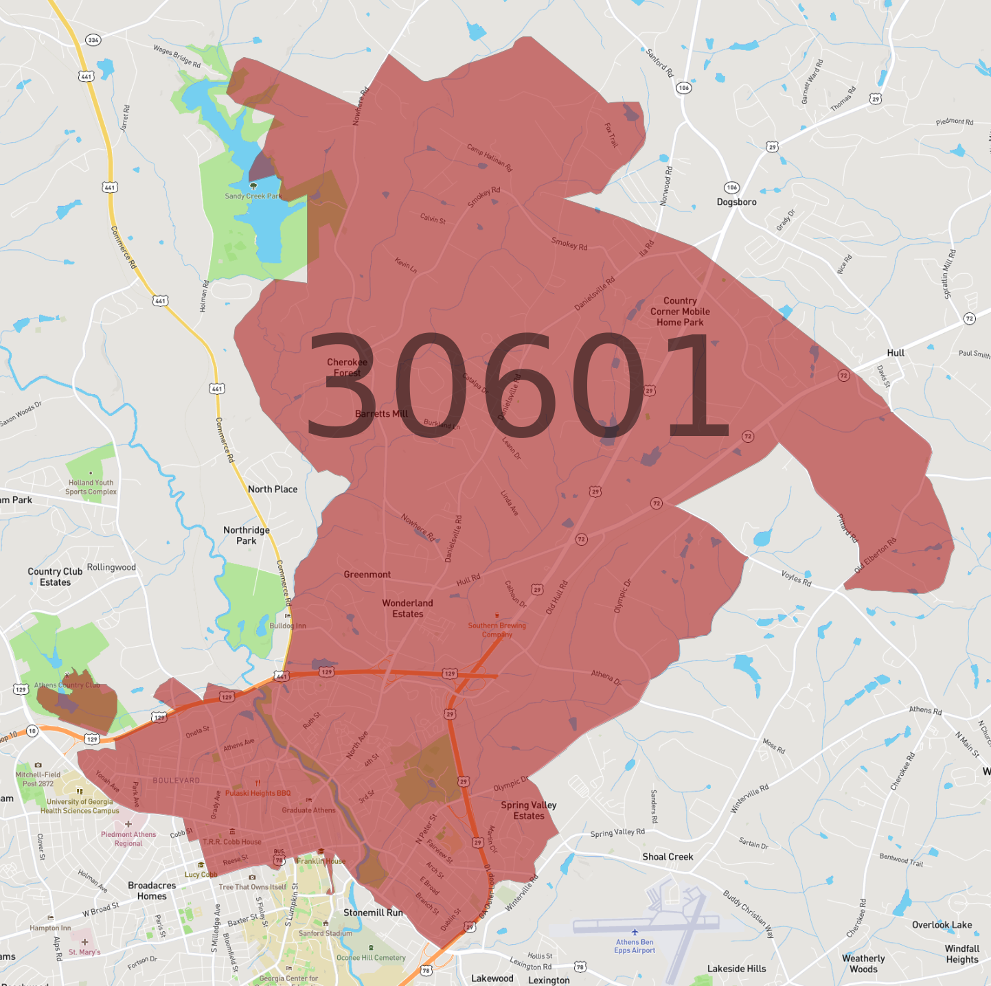 Zip Code 30601 - AtlasBig.com