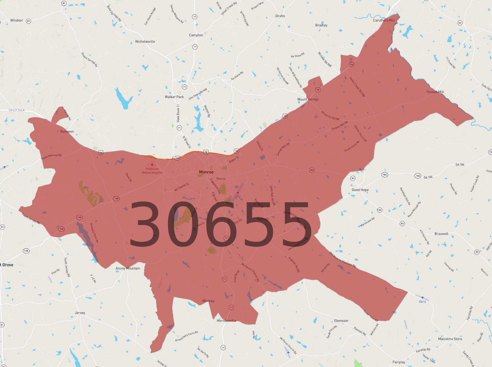 Zip Code 30655 - AtlasBig.com