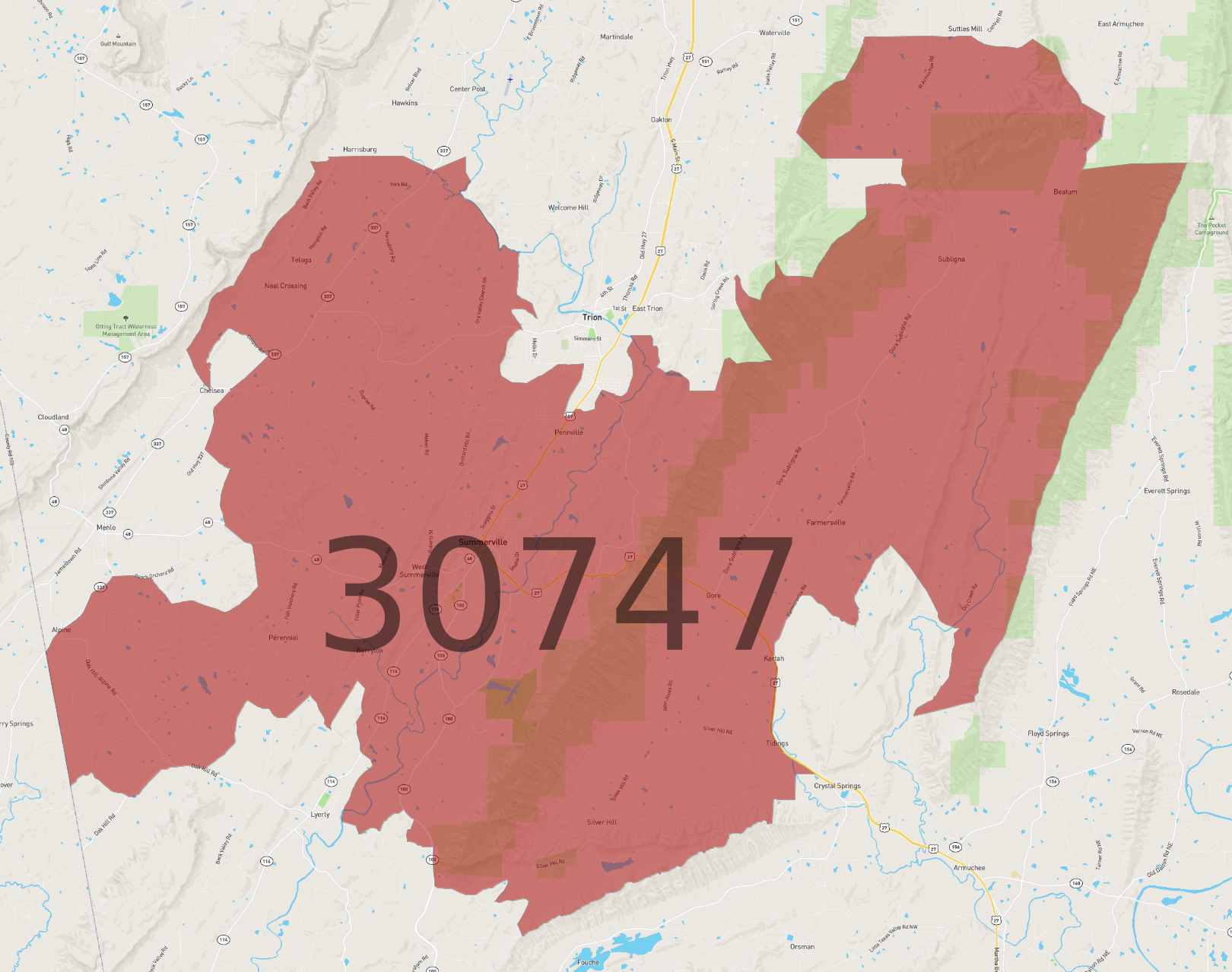 Zip Code 30747 - AtlasBig.com