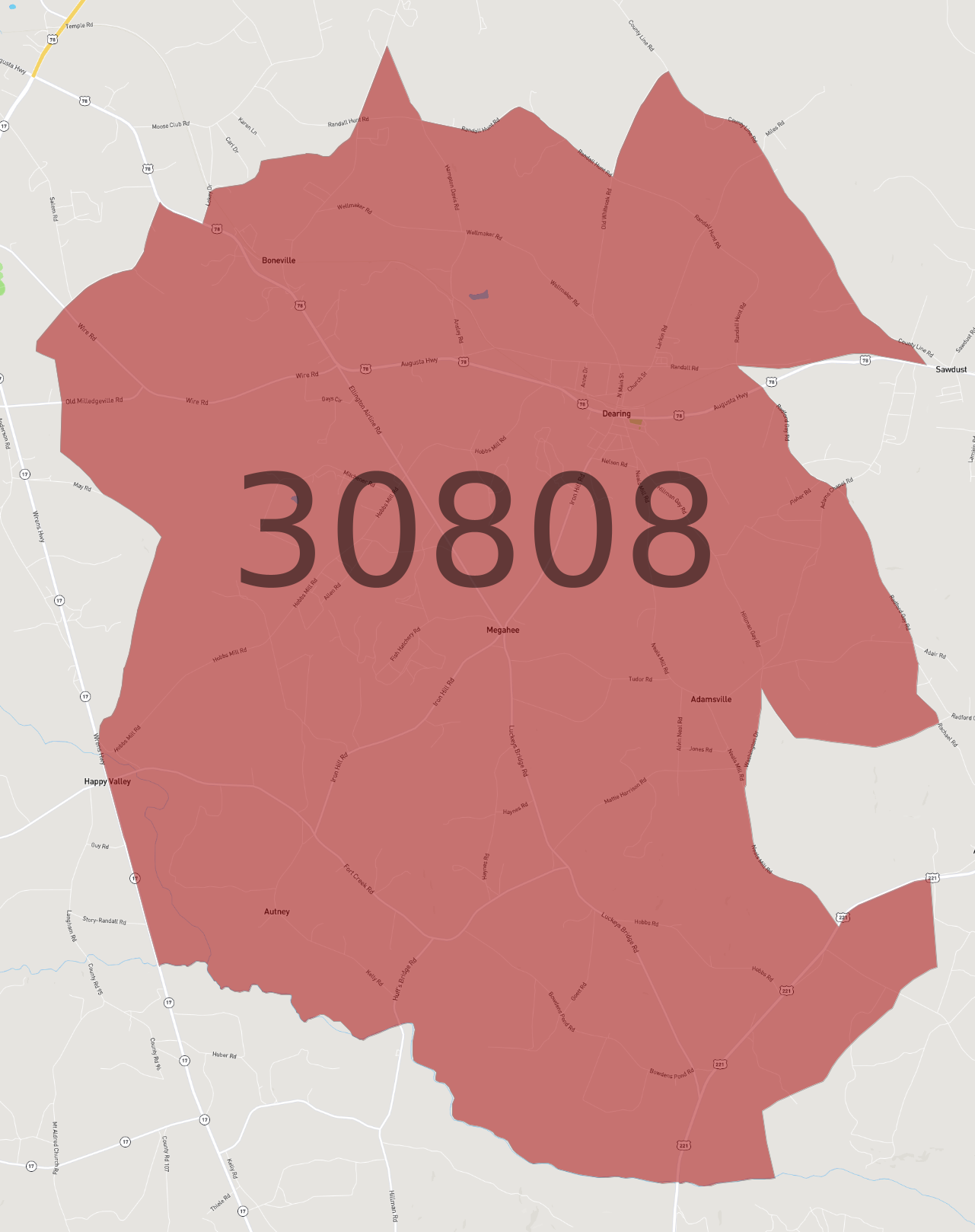 Zip Code 30808 - AtlasBig.com