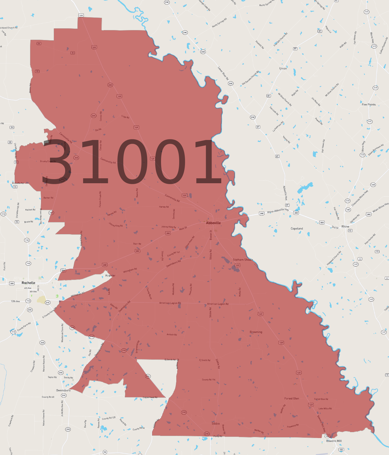 Zip Code 31001 - AtlasBig.com