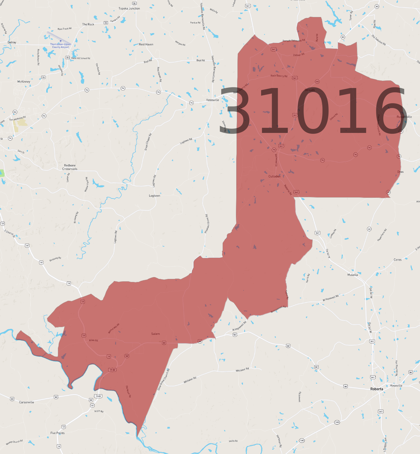 Zip Code 31016 - AtlasBig.com