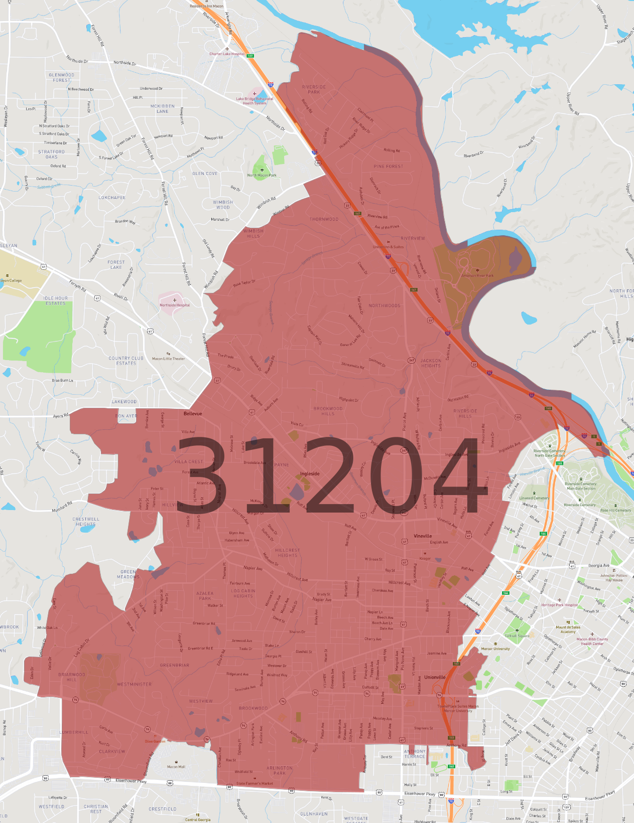 Zip Code 31204 - AtlasBig.com
