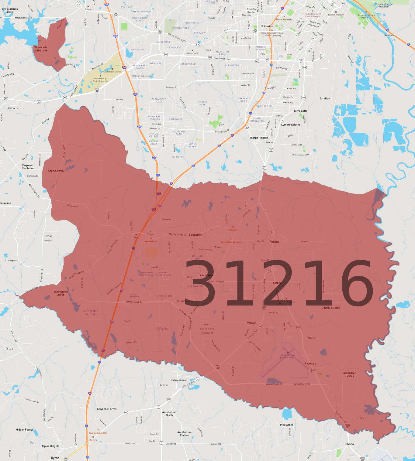 Zip Code 31216 - AtlasBig.com