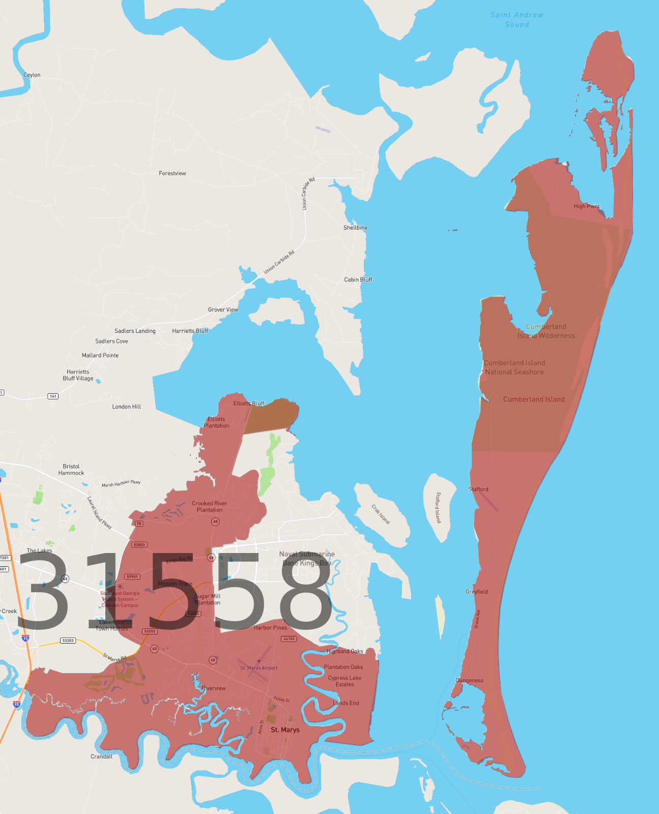 Zip Code 31558 - AtlasBig.com