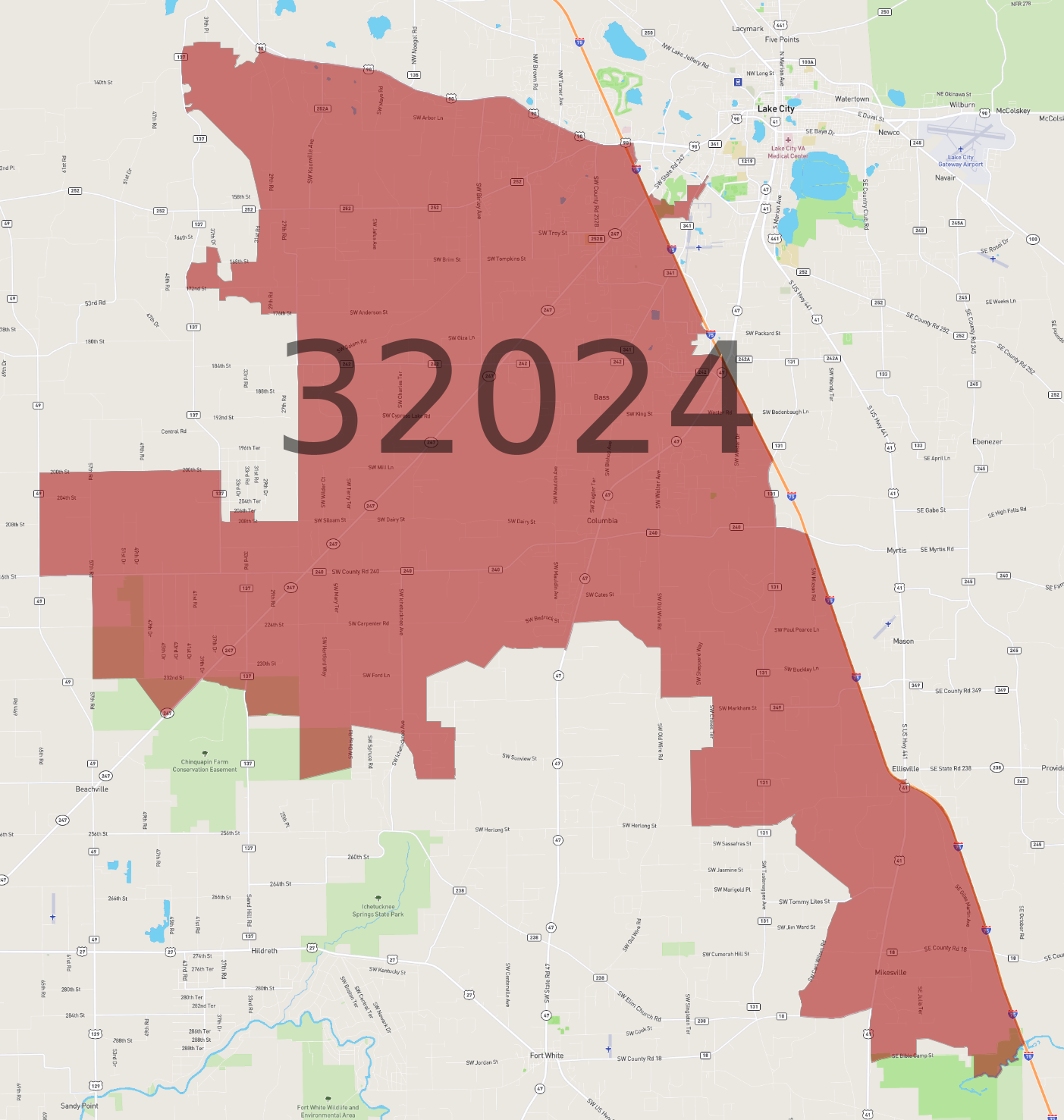 Zip Code 32024 - AtlasBig.com