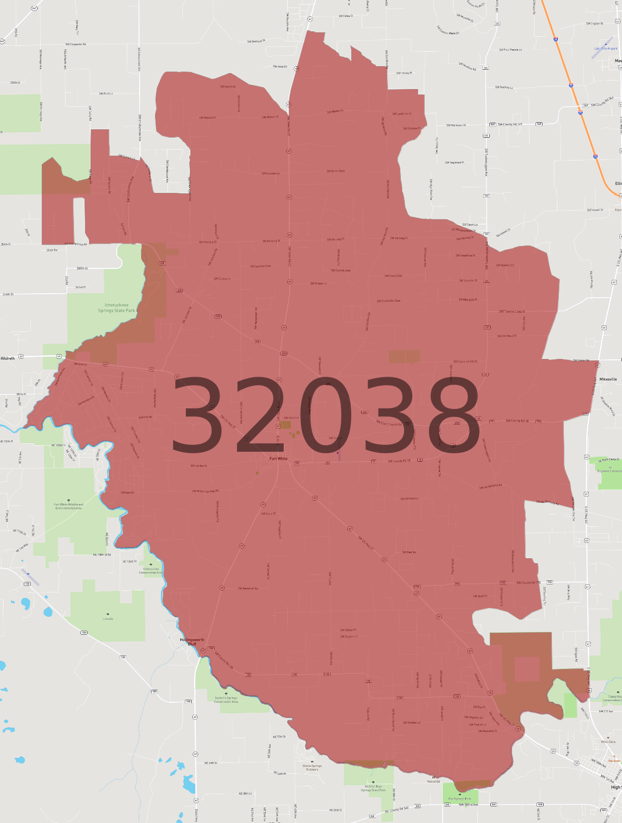 Zip Code 32038 - AtlasBig.com