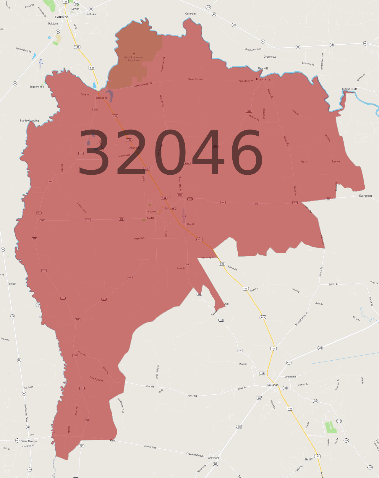 Zip Code 32046 - AtlasBig.com