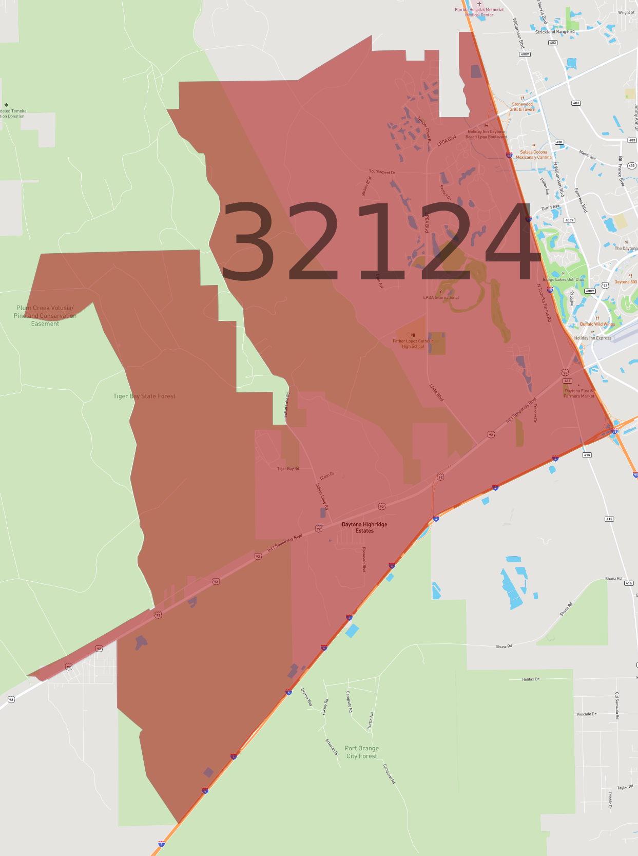 Zip Code 32124 - AtlasBig.com