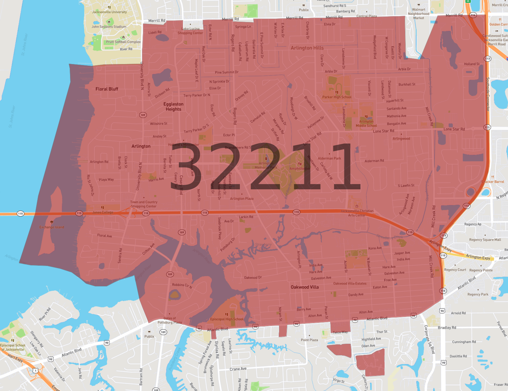 Zip Code 32211 - AtlasBig.com